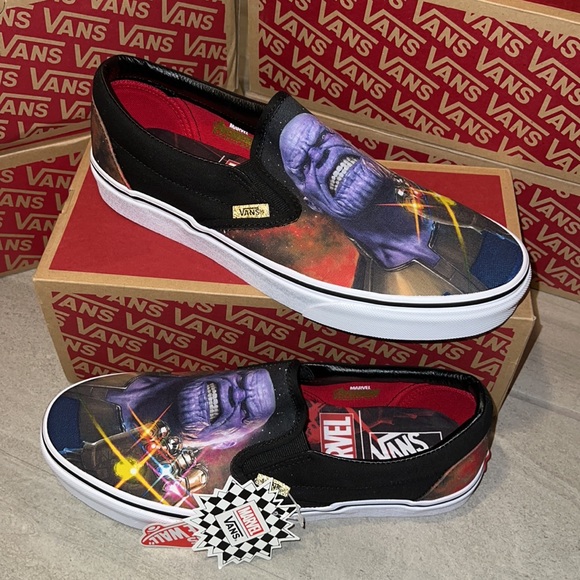 Vans | Shoes | Rare Vans X Marvel Thanos Infinity War Avengers Slip On ...